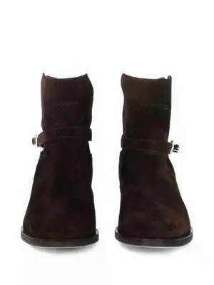 VIA ROMA 15 Suede Ankle Boots With Buckle Detail