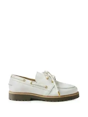 Claudie Pierlot Leather Lace-up Boat Shoes - White