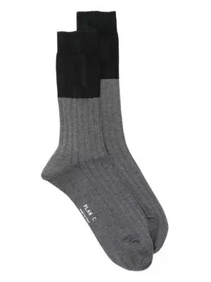 Plan C Ribbed Two-tone Socks - Grey