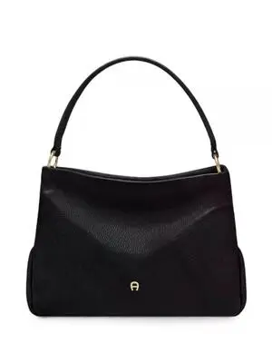 AIGNER Small Paola Pebbled Leather Tote Bag - Black