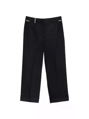 Peserico Navy Pressed Crease Turned-up Hem Trousers
