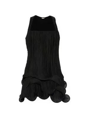 Cult Gaia Marsa Plissé-effect Ruffled Mini Dress - Black