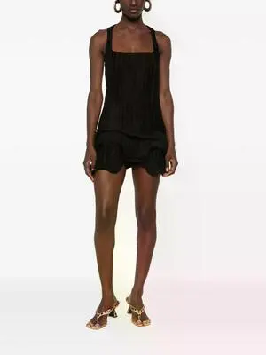 Cult Gaia Marsa Plissé-effect Ruffled Mini Dress - Black