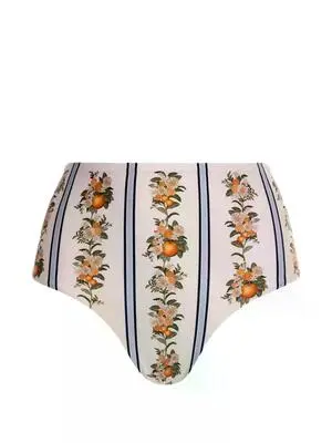 Agua Bendita High-waisted Bikini Bottom With Floral Print