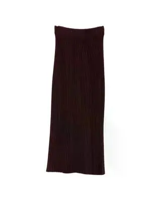 Eric Bompard Ribbed Cashmere Maxi Skirt - Red