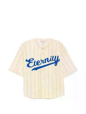 LE MONT SAINT MICHEL Pinstripe-print Baseball Shirt - Neutrals