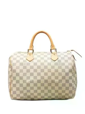 LOUIS VUITTON 2006 Damier Azur Speedy 30 Boston Bag - White