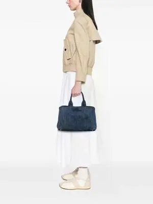Prada Denim Canapa Logo Tote Satchel