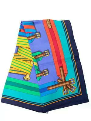 Hermès 2000-2026 Les Sangles Silk Scarf 90 Scarves - Blue