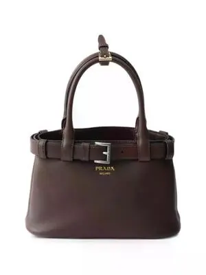 Prada Buckle Small Leather Bag With Belt - Brown