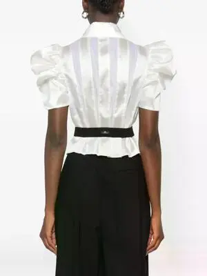 Elisabetta Franchi Puff Sleeve Belted Shirt