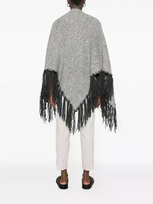 Peserico Sequin Embellished Fringed Poncho