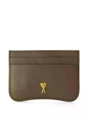 AMI Paris Paris Paris Zipped Cowhide Leather Card Holder - Brown