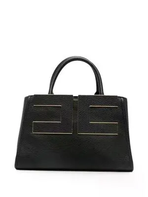 Elisabetta Franchi Logo-plaque Pebbled-effect Tote Bag - Black