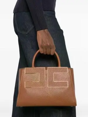 Elisabetta Franchi Logo-plaque Grained Tote Bag