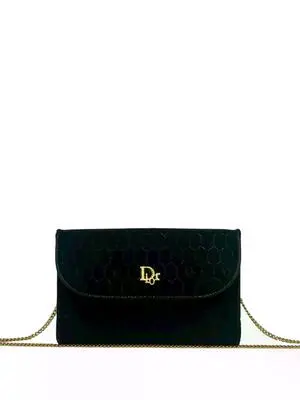 Dior 2015-2026 Honeycomb Canvas Chain Flap Crossbody Bag - Black