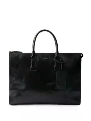 Prada Leather Tote Bag - Black