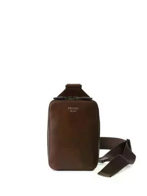 Prada Brique Antiqued Leather Bag - Brown