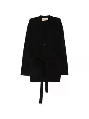 Valentino Garavani Cable-knit Belted Cardigan - Black
