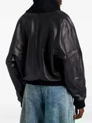Magda Butrym Ribbed-knit Leather Jacket - Black
