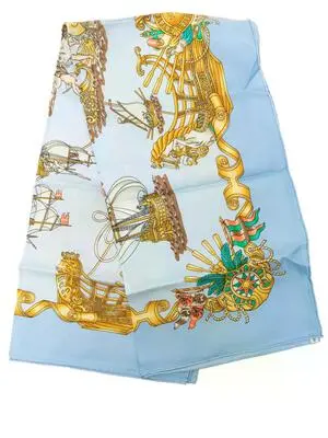 Hermès 2000-2026 Vaisseaux Et Fregates Silk Scarf 90 Scarves - Blue