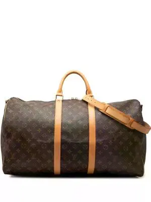 LOUIS VUITTON 2001 Monogram Keepall Bandouliere 55 Travel Bag - Brown