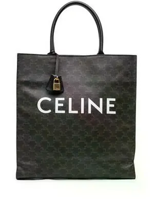 Celine 2019 Large Triomphe Coated Canvas Cabas Vertical Tote Bag - Brown