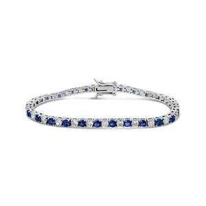 SHYMI Silver / Blue Alternating Color Tennis Bracelet Silver & Blue - Silver/blue