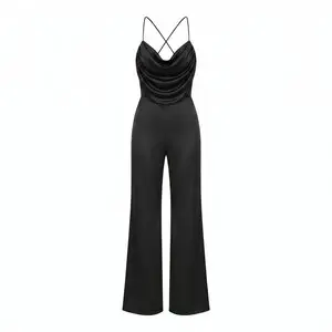 NOMI FAME Dawn Draped Cowl Neck Jumpsuit - Black