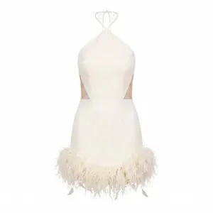 NOMI FAME Peony Creamy Mini Halter Neck Dress - White