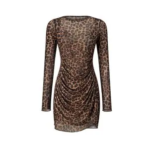 ALOMA STUDIO Lueur Mini Mesh Dress Leopard