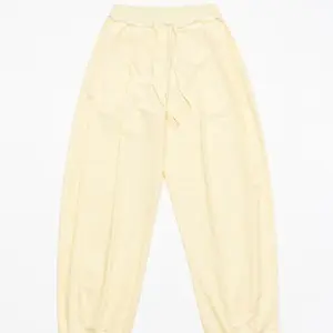ALAS Name Cotton Poplin Barrel Leg Pants With Lace Trim - Yellow