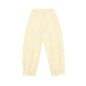 ALAS Name Cotton Poplin Barrel Leg Pants With Lace Trim - Yellow