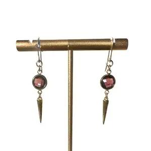 Rachel Nathan Purple / Gold Classic Hook: Plum & Gold Spike Earrings - Purple/gold