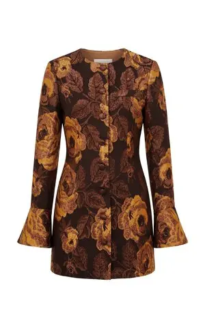 ALEXANDRA PIJUT Primrose Blazer Dress In Bronze Floral Brocade