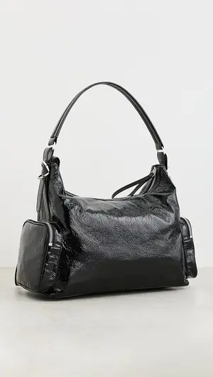 Stella McCartney Cracked Patent Dartmoor Shoulder Bag - Black