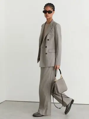 REISS Darcy Petite Wool-blend Wide-leg Pleated Trousers