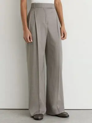 REISS Darcy Petite Wool-blend Wide-leg Pleated Trousers