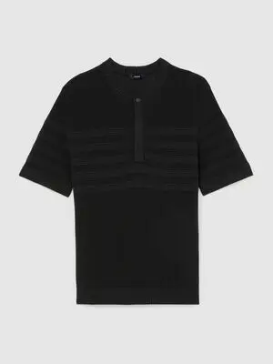 REISS Brockwell Cotton-blend Textured Henley Top