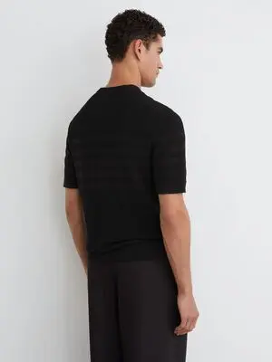 REISS Brockwell Cotton-blend Textured Henley Top
