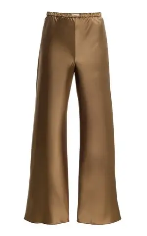 Comme Si Silk Bias Wide Leg Pants - Brown