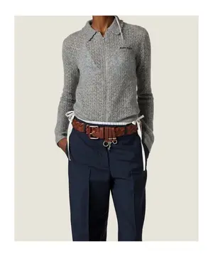 Miu Miu Cashmere And Silk Blend Cardigan With Crochet Trim