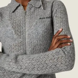 Miu Miu Cashmere And Silk Blend Cardigan With Crochet Trim