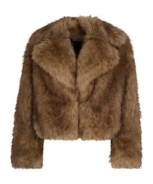 STAND STUDIO Lapel Long-sleeved Fur Coat - Brown