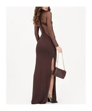 Elisabetta Franchi Sheer Panel Turtleneck Dress