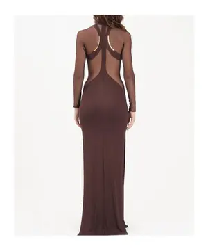 Elisabetta Franchi Sheer Panel Turtleneck Dress