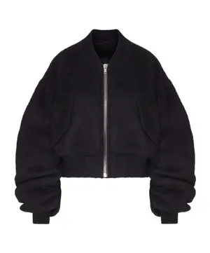 Rick Owens Cropped Oversized Bomber Jacket - Black