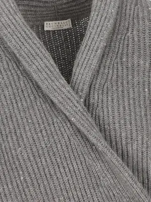 Brunello Cucinelli V-neck Wrap Cardigan With Shawl Collar - Gray