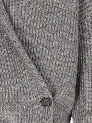 Brunello Cucinelli V-neck Wrap Cardigan With Shawl Collar - Gray