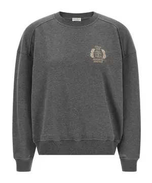 Brunello Cucinelli Logo Embroidered Sweatshirt - Black
